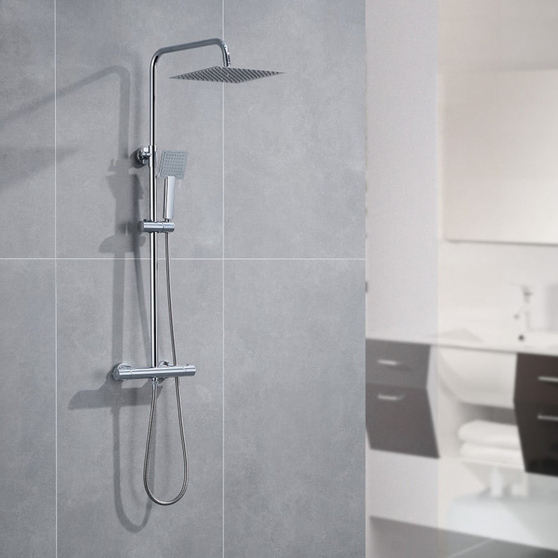 AICA Bathroom Therrmostatic Shower 250mm Square Silver Twin Open-ended — Aica Bathrooms--United ...