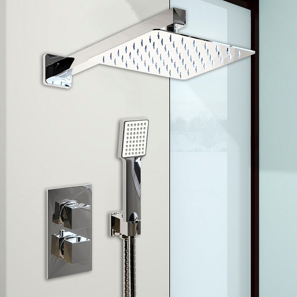 AICA 8 inch Overhead Square Concealed Thermostatic Mixer Shower Chrome ...