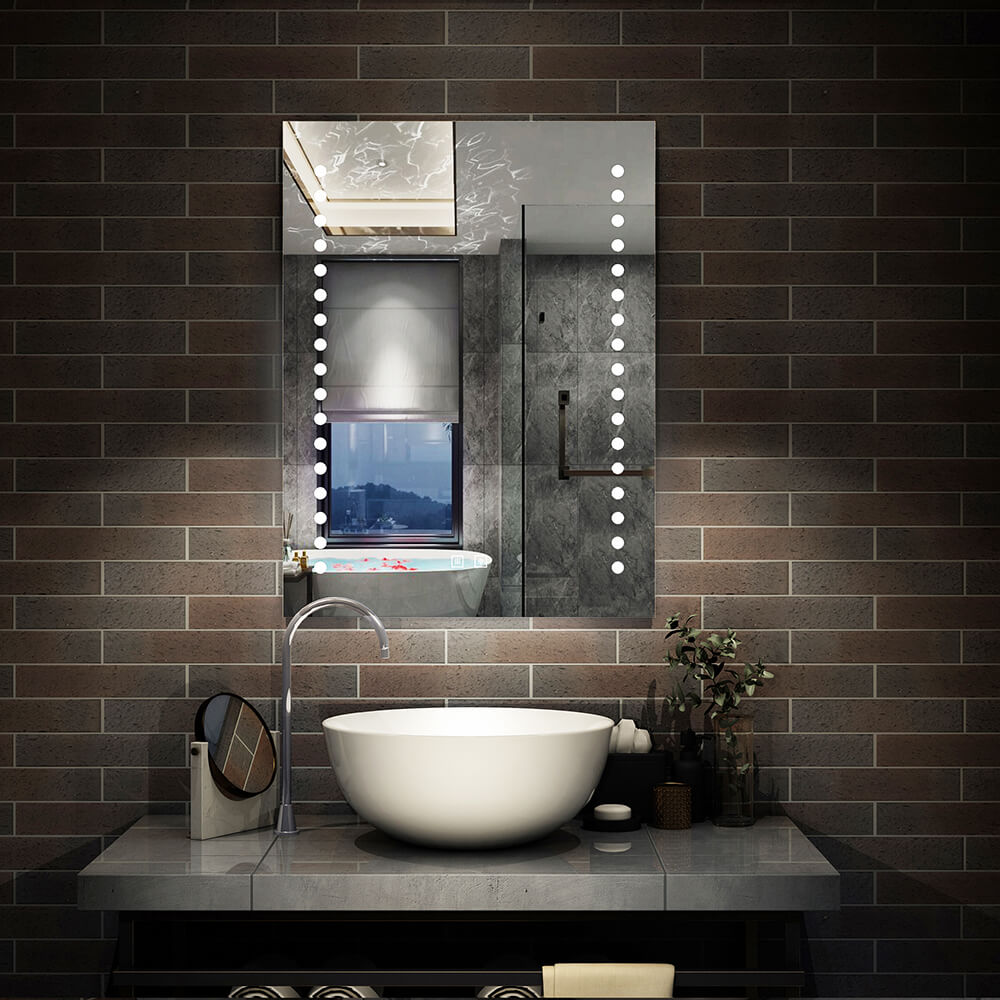 Illuminated Bathroom Demist Mirrors Wall Mounted Touch Switch White ...