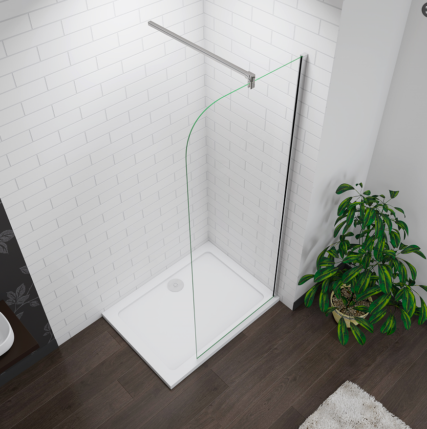 AICA Walk In Wet Room Shower Screen Panel Easy Clean Curved Glass Cubi ...