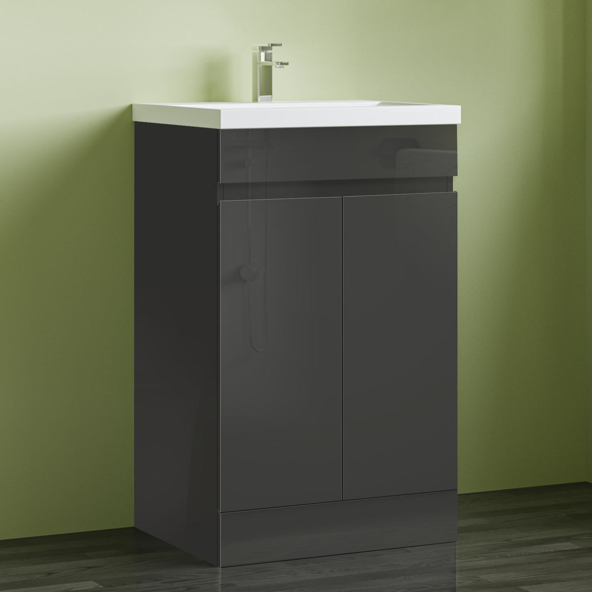 800x500mm Bathroom Anthracite Vanity Unit With Soft Close Doors|Storag ...
