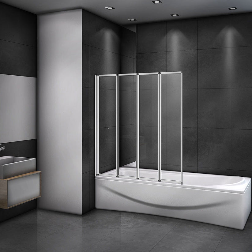 Folding Bath Screen Glass 4/5 Shower Panel 140cm – Aica Bathrooms