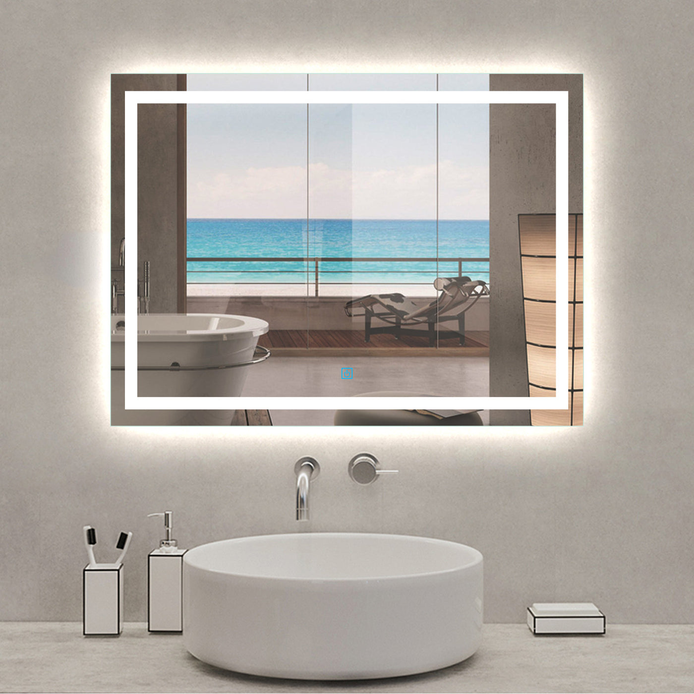 Large Size Bathroom Mirror with LED Lights,Demister — Aica Bathrooms ...