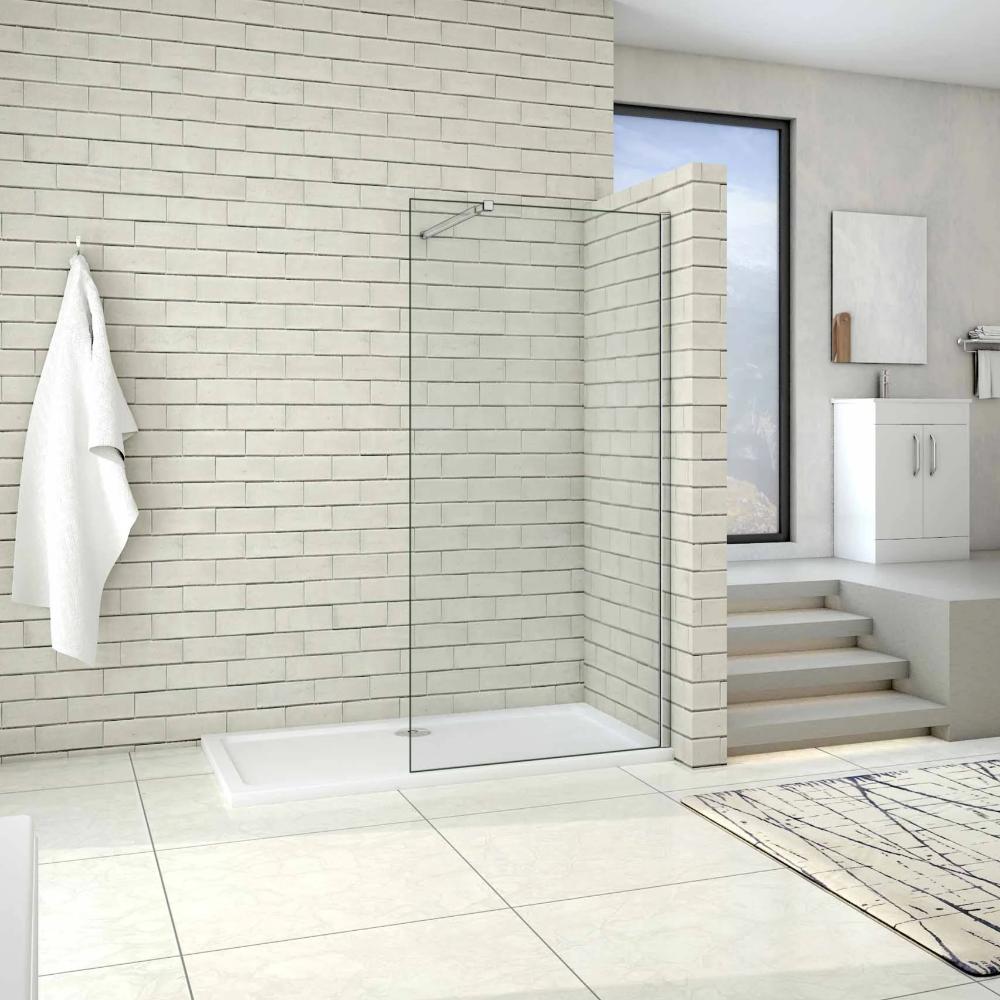 100 - 140cm Walk in 8mm shower screen EasyClean Glass — Aica Bathrooms